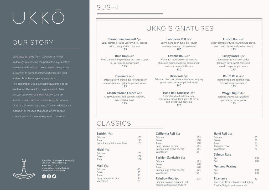 Menu – Ukko Restaurant
