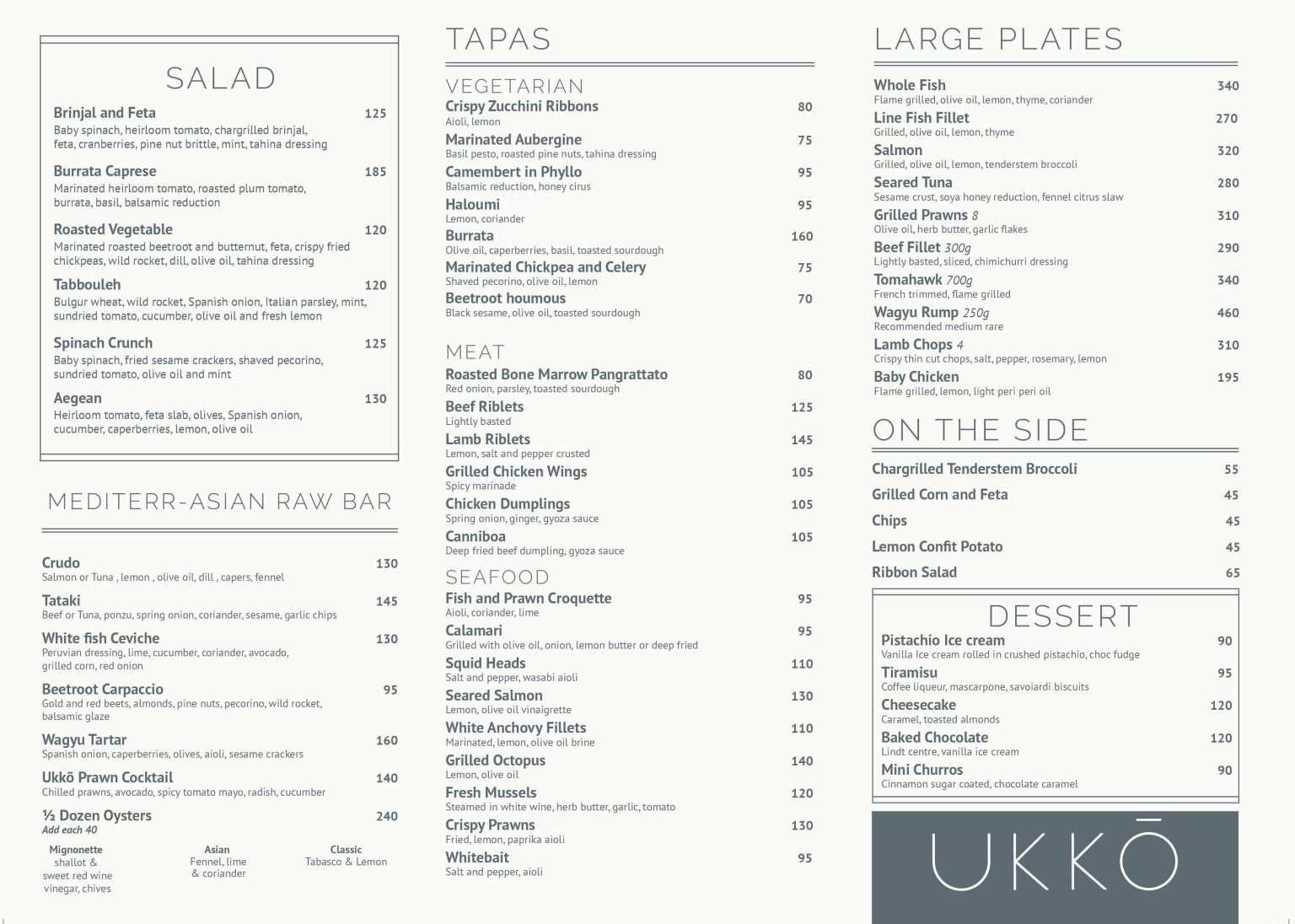 Menu – Ukko Restaurant