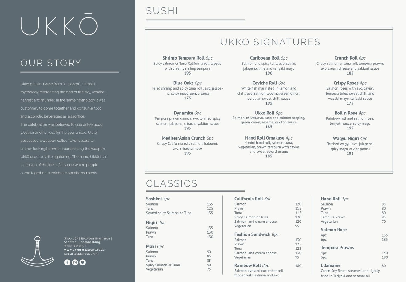 Menu – Ukko Restaurant