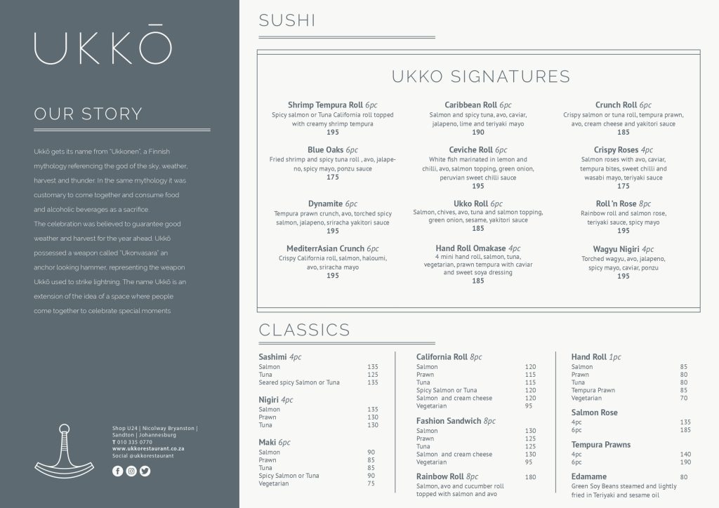 Menu – Ukko Restaurant