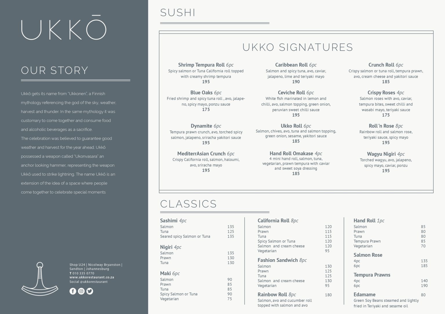 Menu – Ukko Restaurant