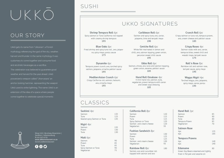 Menu – Ukko Restaurant