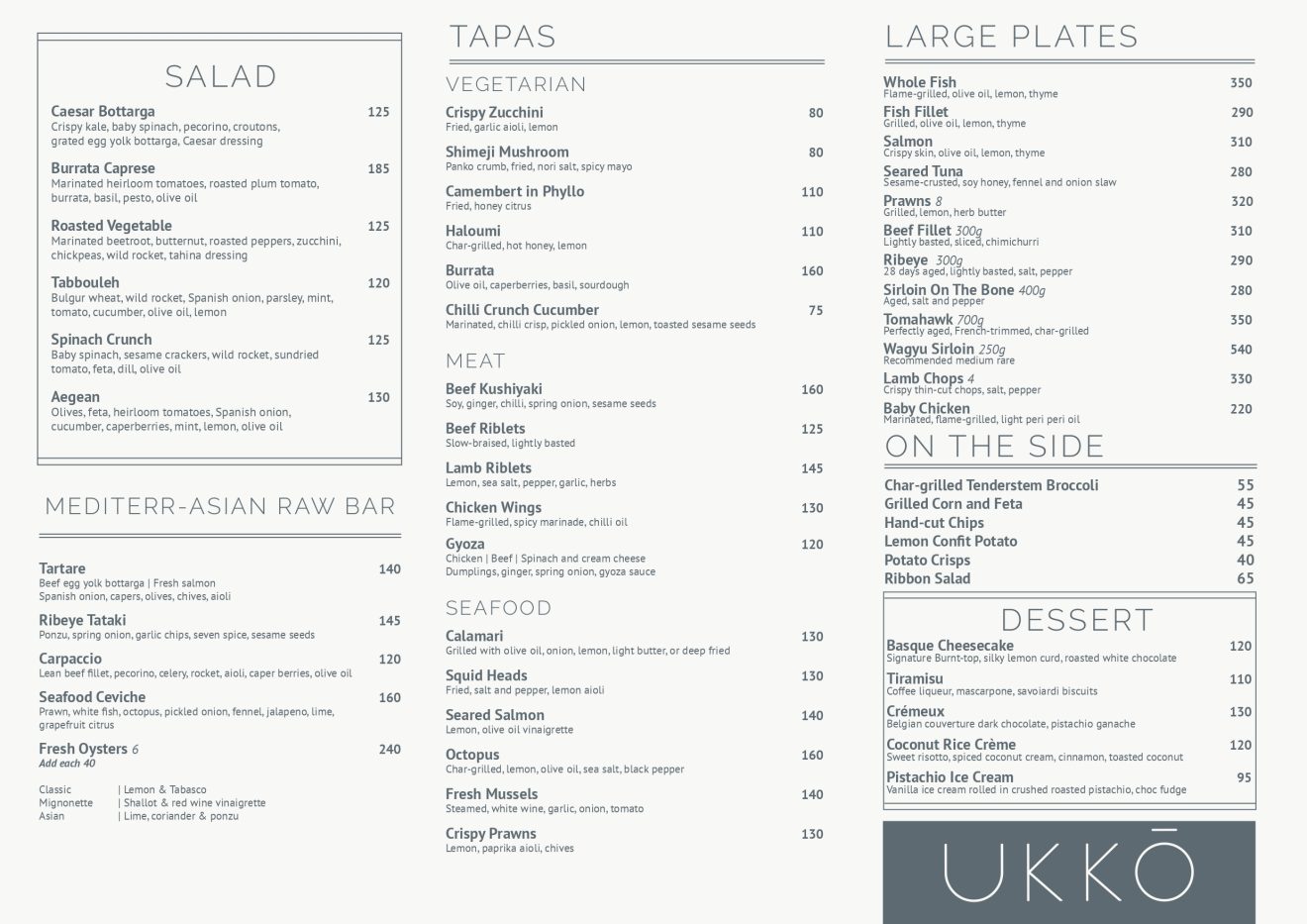 Menu – Ukko Restaurant